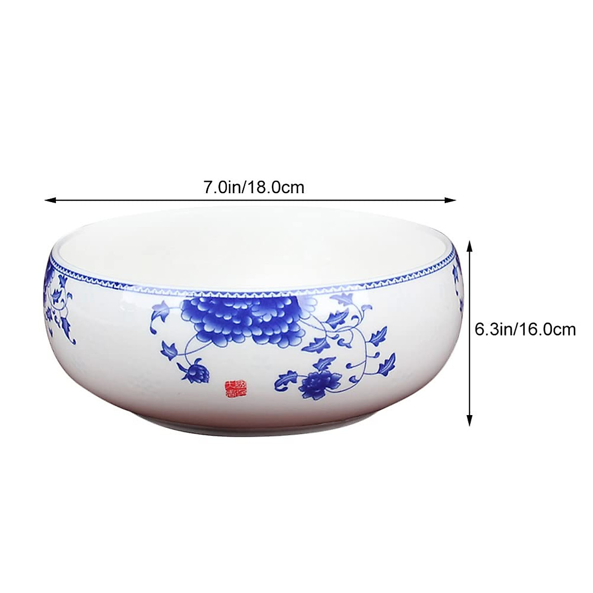 Happyyami House Plants Indoors Live Blue and White Floral Planter Flower Pot with Stand Orchid Pots Bonsai Holder Flower Bowl Garden Decorations for Garden Landscape Office House Plants