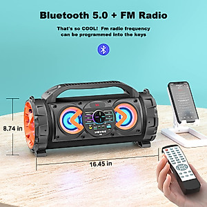 Bluetooth Speaker, 70w Speakers Bluetooth Wireless with Subwoofer, Colorful Lights, Microphone, FM Radio, Portable Bluetooth Speakers Loud Boom Box for Party, Outdoor