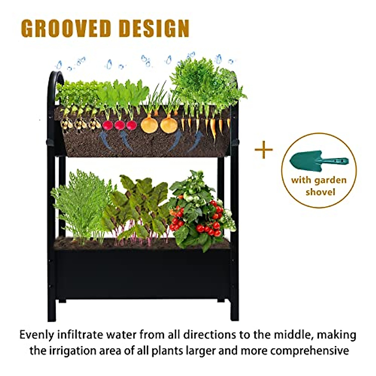aboxoo Double Planter Raised Beds with Legs,Outdoor Metal Tall Planter Box Elevated Garden Bed for Vegetables Flower Herb Patio Backyard(22.6" L x 8.9" W x 31.5" H)