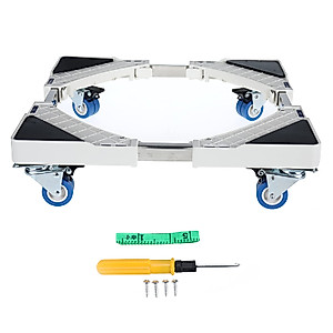 skyehomo Multi Functional Movable Stand, Size Adjustable Base, Telescopic Furniture Dolly Roller with 4 Locking Rubber Wheel Caster for Washing Machine, Refrigerator and Dryer