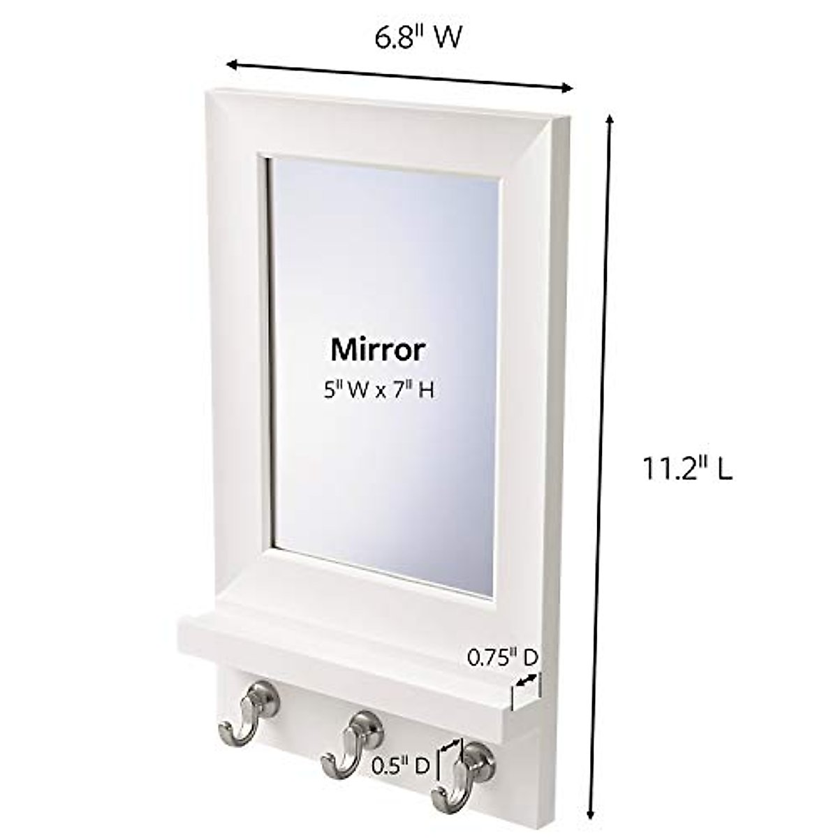 Command Mirror Organizer, Quartz, 1-Organizer with Key Hooks, 8-Medium Strips (HOM24MQ-ES), Great for dorm decor
