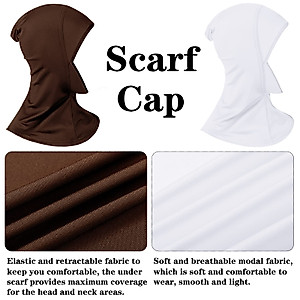 4 Pieces Modal Hijab Cap Adjustable Muslim Stretchy Turban Full Cover Shawl Cap Full Neck Coverage for Lady Under Scarf Stretch Jersey Full Neck Coverage Hijab Head Scarf Bonnet Accessories