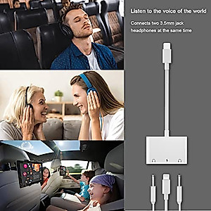 Anytrox Headphone Adapter for iPhone,3 in 1 Dual 3.5mm Audio Stereo Splitter Compatible with iPhone 14 13 Pro/12 iPad,Audio Output for 3.5mm Jack Earphone,Headphone,Speaker and More