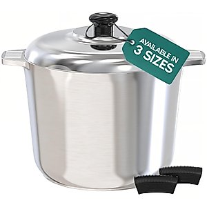 MAGNAWARE 10 Quart Cast Aluminum Stock Pot with Lid - Durable & Lightweight Soup Pot with Even Heat Distribution & Retention - Professional Cookware Stockpot with Silicone Handle Covers