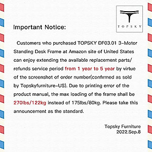 TOPSKY 3-Motor Electric Adjustable Standing and Sitting Computer Desk with 3 Legs for Home and Office 270lb Weight Capacity (Black Frame Only)