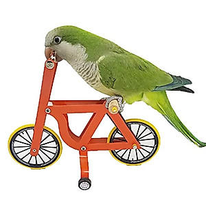 Bird Intelligence Training Toy，Parrot Puzzle Bicycle Toy for Small Medium Bird，Parrot Educational Table Top Trick Prop Toy，Bird Foot Talon Toy for African Grey Cockatoo Eclectus Conures，Yellow (Large)