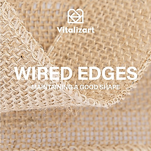 Vitalizart Wired Burlap Ribbon 1.5 in x 20 Yd Burgundy Natural Jute Ribbon for Crafts,Christmas Decoration,Wreaths, Gift Wrapping
