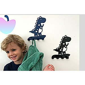 MY BRAND Dinosaur Decorative Wall Mounted Coat Hooks for Hanging Coats, Scarves, Bags, Purses, Backpacks, Towels