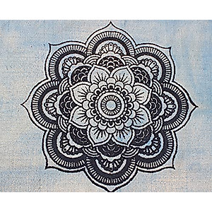 Casavani Indian Handmade Cotton Dhurrie Floral Blue & Black Area Rug Boho Kilim Flat Weave Rug Indoor Hall Room Decor Carpet Throw Rugs for Bedroom Living Room Bathroom Balcony 2x3 Feet
