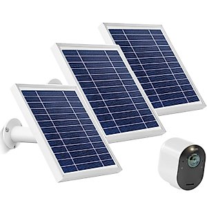 Uogw 3W 6V Solar Panel Charge for Arlo Pro3/ Arlo Ultra/Ultra 2/Arlo Pro 4, with 11ft Waterproof Magnetic Power Cable, Adjustable Mount- (3Pack, Silver)