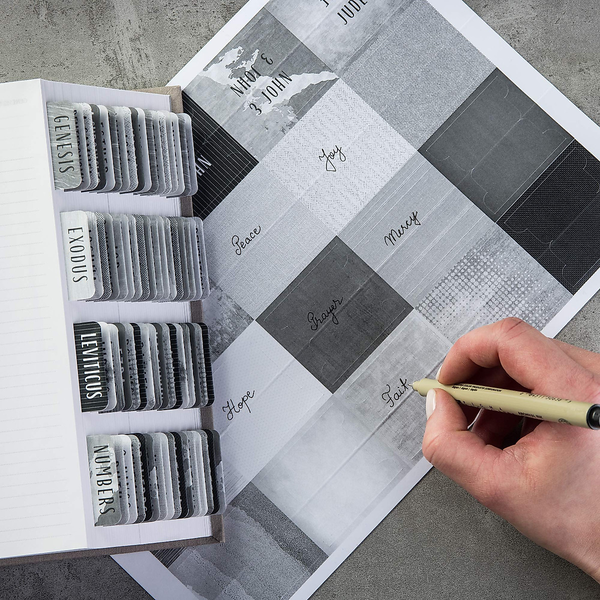 DiverseBee Laminated Bible Tabs (Large Print, Easy to Apply), Bible Study Journaling Supplies, 84 Bible Index Book Tabs for Men and Women, Bible Accessories, Includes 18 Blank Tabs - Noble Theme