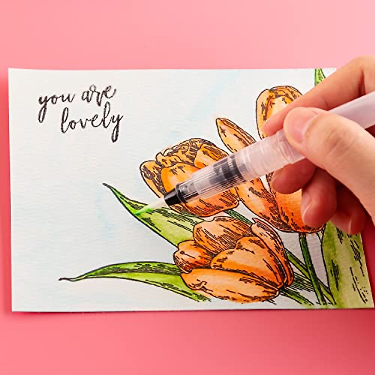 8 Pcs Alcohol Ink Blending Tool Set Including 6 Pcs Water Color Brush Pen 2Pcs Ink Air Blower for DIY Paint Tools Water Color Brush Pen Card Making Embossing Painting Rendering