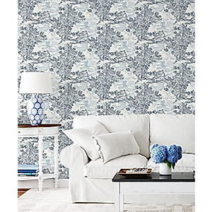 Surface Style - Peel and Stick Wallpaper, Scenic Wallpaper for Bedroom, Powder Room, Kitchen, Self Adhesive, Vinyl, 30.75 Sq Ft Coverage (Serene Scenes Collection, Sapphire)