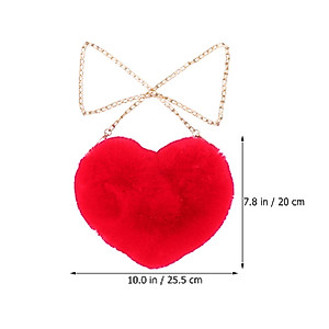 TENDYCOCO Heart Shaped Clutch Purse Faux Fur Shoulder Bag Crossbody Bag Fluffy Handbag