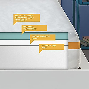 Simmons - Gel Memory Foam Mattress - 10 Inch, Twin XL Size, Medium Feel, Motion Isolating, Moisture Wicking Cover, CertiPur-US Certified, 100-Night Trial