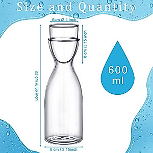 Bedside Water Carafe Set with Tumbler Glass Set for Bathroom Mouth Washer Dispenser Mouth Wash Containers Decanter with Cup Glass Pitcher Bottle Container, Nightstand or Kitchen, 600 ml (1)