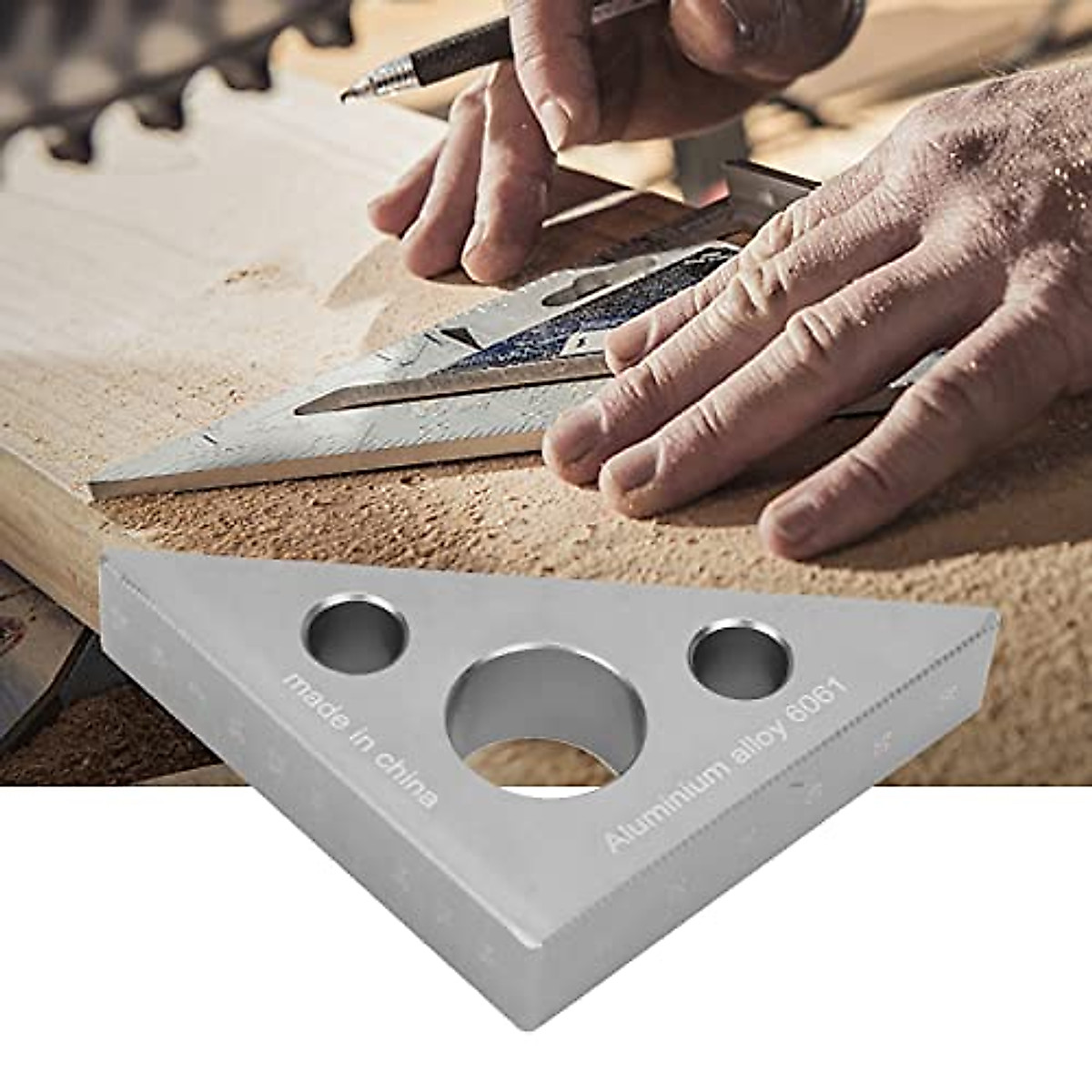 Qyebavge Aluminum Alloy Right Angle Ruler DIY Woodworking Measuring Gauge Triangle Tool with Clear Scale