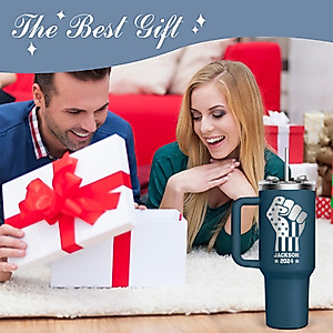 Personalized 40 Oz Tumbler with Handle and Straw Lid, Custom Stainless Steel Water Bottle Travel Mug with Names, Personalized Birthday Gifts for Mom Women Men Friend,Christmas (40 engraved)