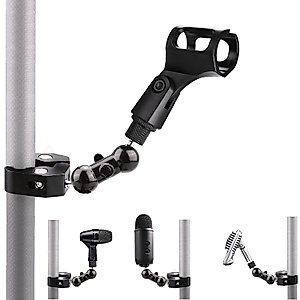 Microphone Clip, Mic Clamp Mount Holder compatible with Shure sm58 sm48 sm81 sm57 Mic, MV5,MV51,PGA52,Sennheiser E835,E945 E935,Nady DM-80 DM-70 Drum,Blue Yeti USB S X Nano microphones