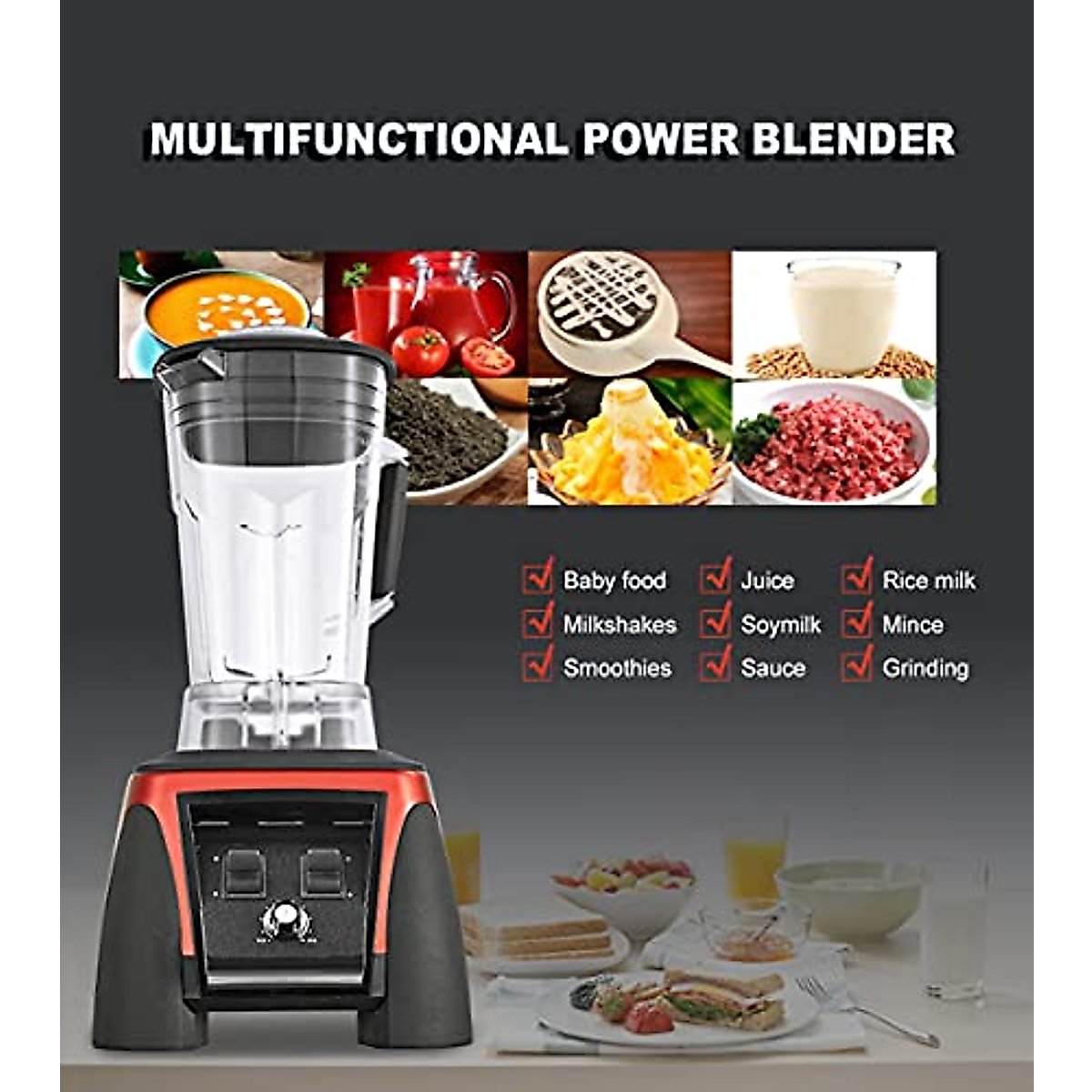 Multipurpose Power Blender, Speed Adjustable Blender with 2L Jar for Smoothies, Shakes, Juice, Soup, Mince and more (Black)