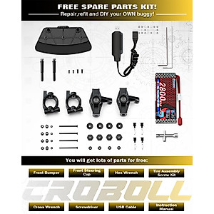 CROBOLL 1:14 Brushless Fast RC Cars for Adults with Independent ESC,Top Speed 90+KPH 4X4 Hobby Off-Road RC Truck,Oil Filled Shocks Remote Control Monster Truck for Boys(Gold)