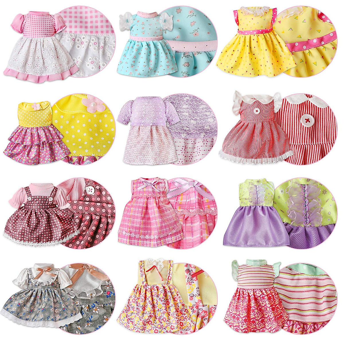 MLcnleS Alive Baby Doll Clothes and Accessories - 12 Sets Girl Doll Clothes Dress for 12 13 14 15 16 Inch Doll, Baby Doll Clothes - Doll Outfits Accessories w/Hairpin & Underwear for Doll Gift