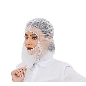 ZMDREAM pack of 100 Disposable Hoods Bouffant Caps Polypropylene Hair Net Beard Cover Combo White