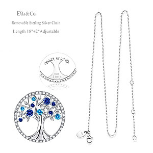 Birthday Gifts for Wife Mum Tree of Life Necklace Women September Birthstone Blue Sapphire Necklace for Her Fine Jewelry