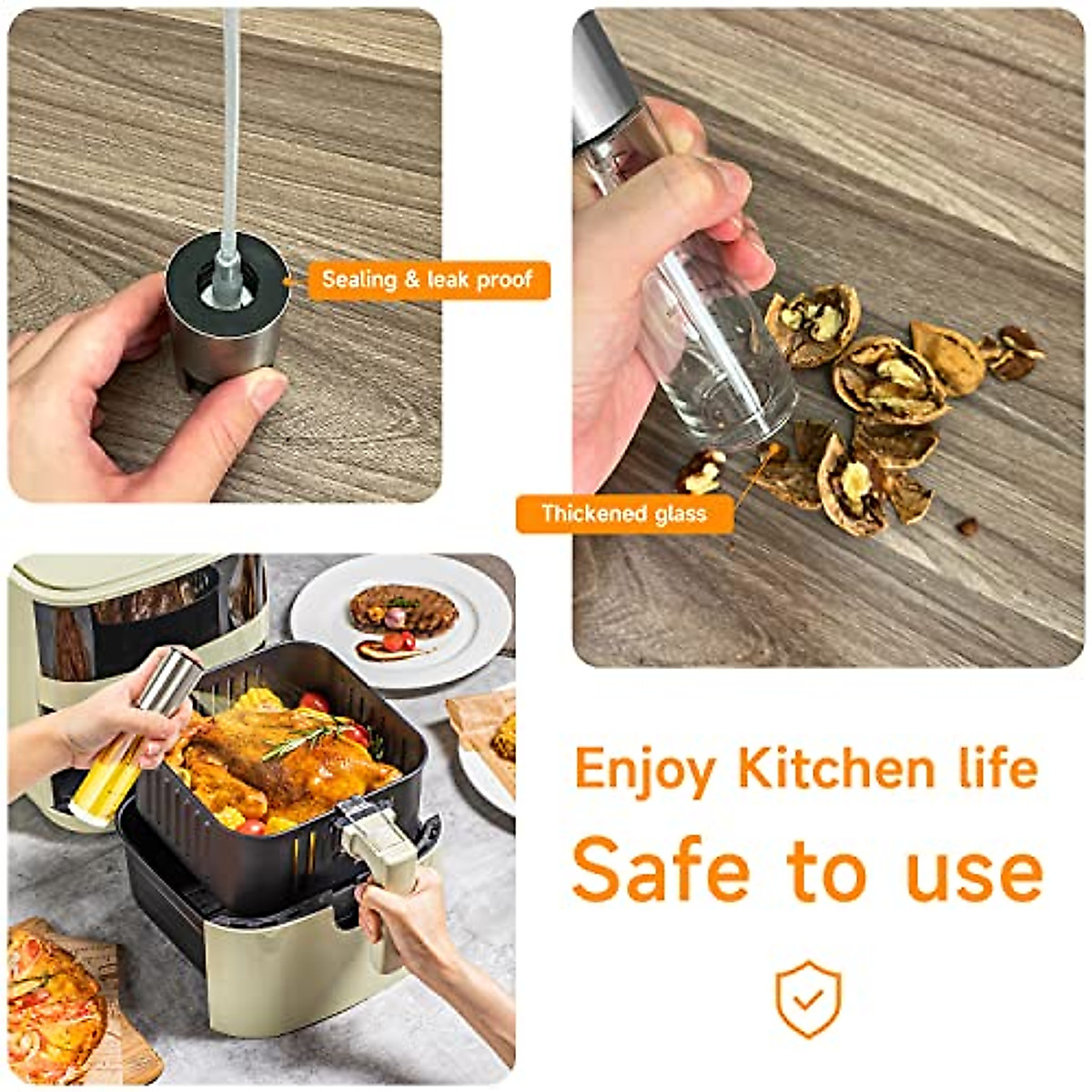 Uktunu Oil Sprayer for Cooking,2 Pack 100ml Glass Olive Oil Sprayer Mister, Olive Oil Spray Bottle, Kitchen Gadgets Accessories for Air Fryer, Canola, Widely Used for Salad Making, Frying, BBQ