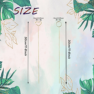 Metal Wire Floral Place Card Holder, DANUDON 40PCS Flower Card Holder Stick Heart Round Floral Holder Pick Gold Card Note Table Number Memo Photo Clip for Flower Arrangements Wedding Birthday Party