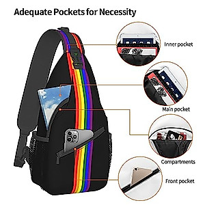 MANQINF LGBT Pride Flag Sling Backpack,Casual Crossbody Shoulder Backpack Adjustable Sling Bag Chest Daypack for Men Women
