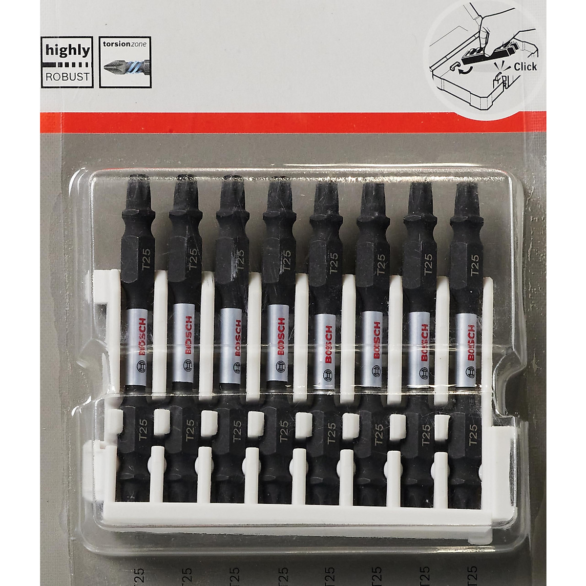 Bosch Professional 8pcs. Double Screwdriver Bit Set Torx (Impact Control, 8 x T25-T25 Bits, Length 65mm, Pick and Click, Accessory Impact Drill)