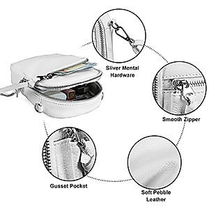 befen Small Genuine Leather Crossbody Bag Wallet purse with Cell Phone Pocket for Women White