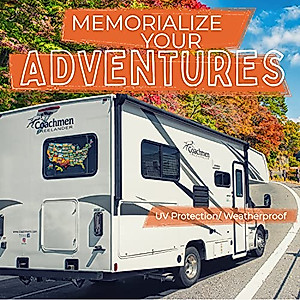 RV State Travel USA Map Vinyl Sticker - Camper Trailer Decals for Window with State Flag - Road Trip Map of America - Waterproof, UV Protection for Window, Door or Wall (Popular)