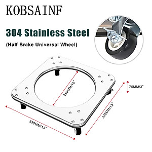 KOBSAINF 304 Movable Propane Cylinder Base,Propane Tank Stand Dolly with Brake Wheel,5-30ib Gas Cylinder Fixed Shelf for Cylinder Consignment and Stationary Storage,Used to Carry Buckets