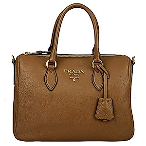 Prada Vitello Leather Cannella Brown Phenix Handbag 1BB023
