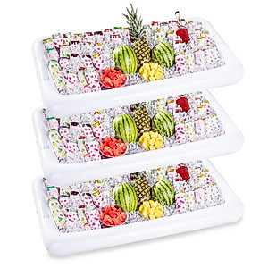 JOYIN Inflatable Serving Bars with Drain Plug (3 Sets), Inflatable Cooler Ice Buffet Salad Serving Trays for Indoor Outdoor Summer Beach Luau Party, Picnic, and Pool Party