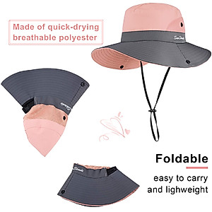 6 Pieces Women Wide Brim Sun Hat Outdoor UV Protection Hat Summer Foldable Mesh Beach Fishing Cap