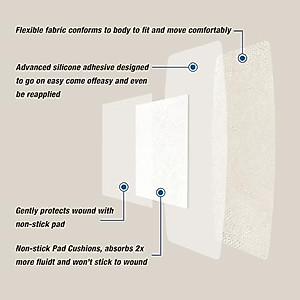 CareUs Painless Bandages for Sensitive and Elderly Skin - XL Flexible Fabric, Max Hold Silicone Adhesive, Latex-Free, Breathable & Absorbent - 32-Count Pack (8ct x 4)…