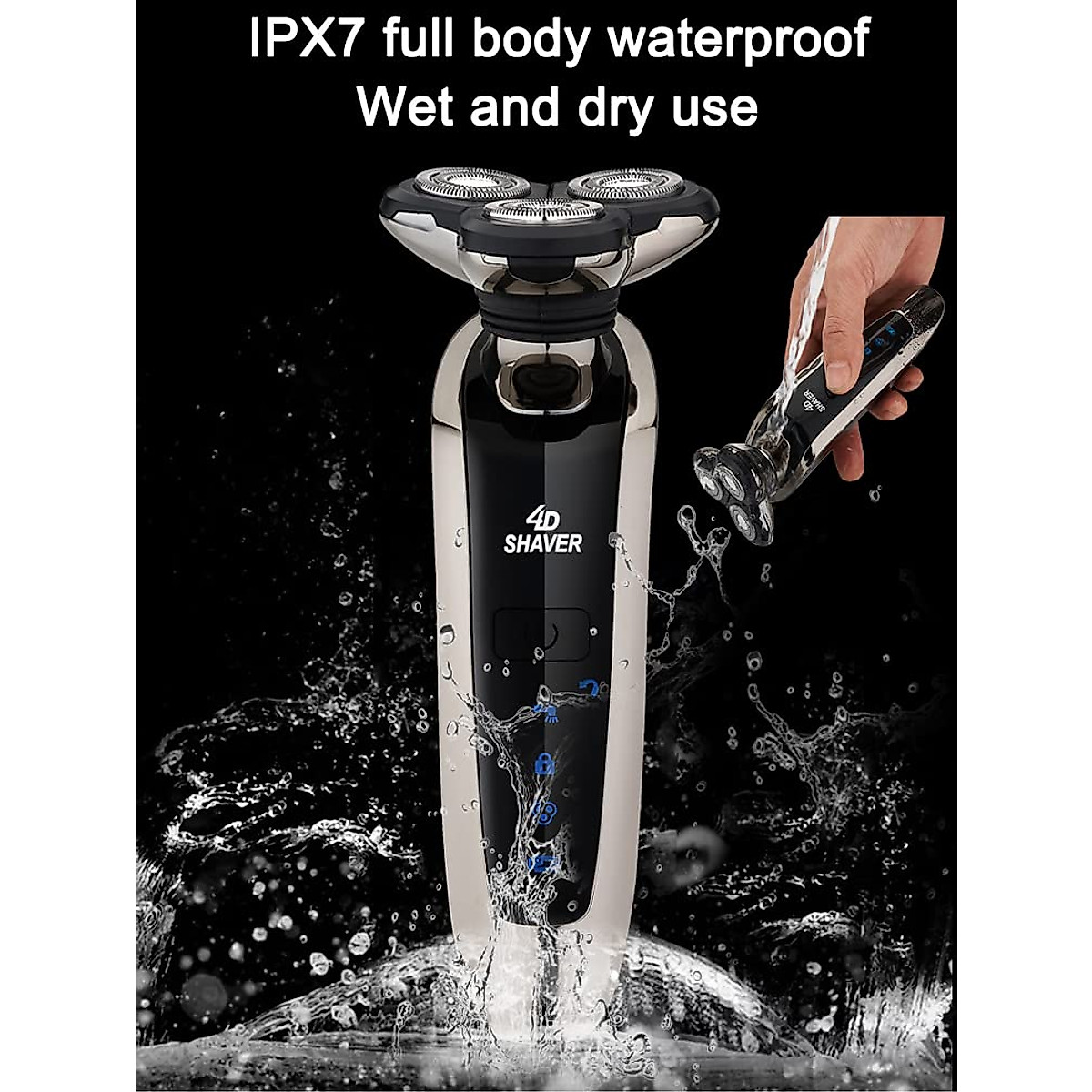 Electric Razor for Men, Wet Dry IPX7 Waterproof, 4 in 1 Rotary Shavers Beard Nose Mustache Trimmer Face Cleaning Brush