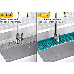 30 Inch Sink Splash Guard, Large Size Kitchen Sink Splash Guard, Longer Silicone Faucet Handle Drip Catcher Tray for Kitchen Countertop, Bathroom, Farmhouse (Black)