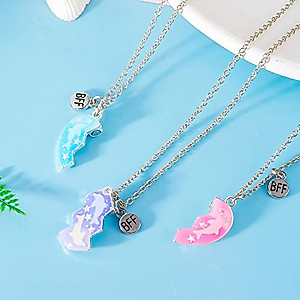 3Pcs Best Friends Necklace for Girls Bff Pendant Necklace for 3 Half Broken Heart Friendship Necklace Birthday Gift (B: friendship necklace for 3)