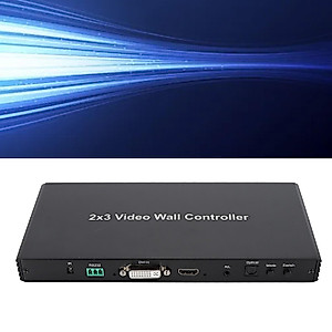 2x3 Video Wall Controller, HD Multimedia Interface DVI RS232 Input 1080P HD Seamless Splicing Professional Processor, 1080P Video Wall Controller (US Plug)
