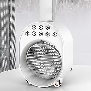Portable Air Conditioner Fan, Mini Evaporative Air Cooler Fan with 3 Wind Speeds, USB Air Cooler with Colorful Night Lights for Room Camping Car Office (White)