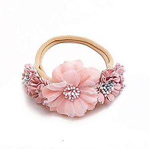 DELEBAO Baby Girl Flower Headbands Set 3pcs Elastic Hairbands Floral Crown Wraps for Newborn Infant Toddler Hair Accessories