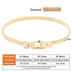 Glamorstar 2 Pieces Metal Stretch Elastic Waist Belt Skinny Thin Belt for Women Dress Set 7-Gold Silver