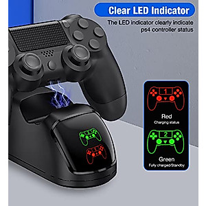 PS4 Controller Charger Dock Station, PS4 Remote Charging Station with Fast-Charging Port, Replacement for Playstation 4 Controller Charger