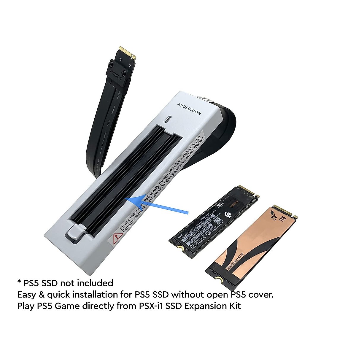 Avoluxion External SSD Expansion Upgrade Kit w/SSD Heatsink for PS5 Game Console (PSX-i1) - Turn Your PS5 Internal SSD Slot to External SSD Expansion Kit - 2 Years Warranty