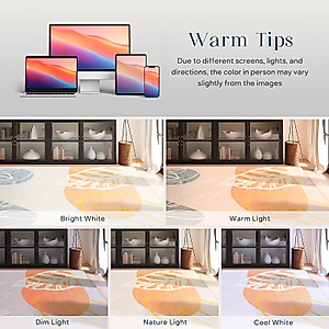 Phantoscope 5'x7' Illustration Collection Area Rug, Washable Living Room Rug Non-Slip, Low-Pile Abstract Plant Painting Carpet for Bedroom Dining Room Office Indoor Outdoor Printed Rug, Beige