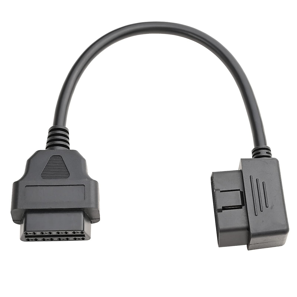 OLLGEN 1ft 30cm OBD-II OBD2 Right Angle 16 Pin Auto Car Male to Female Extension Cable Diagnostic Extender Cord Adapter